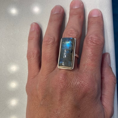 925 Sterling Silver Natural Selenite Gemstone Ring Designer - Etsy