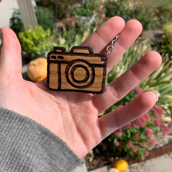 Wood Camera Bourbon Barrel Keychain - Etsy