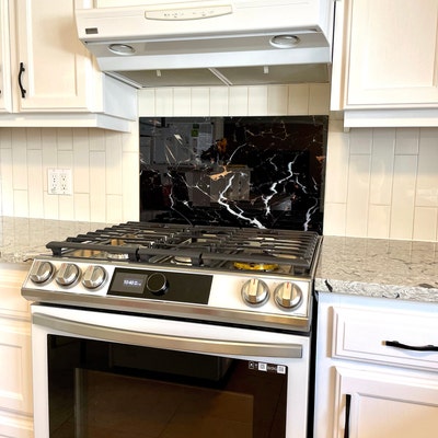 Tempered Glass Stove Backsplash Panel, Stove Back Cover, Kitchen Decor ...
