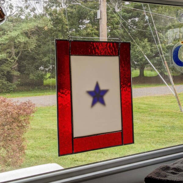 Stained Glass Blue Star Service Flag Patriotic - Etsy