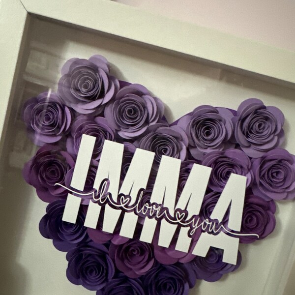 Flower Shadow Box, Personalized Shadow Box, Heart Flower Box, Shadow ...