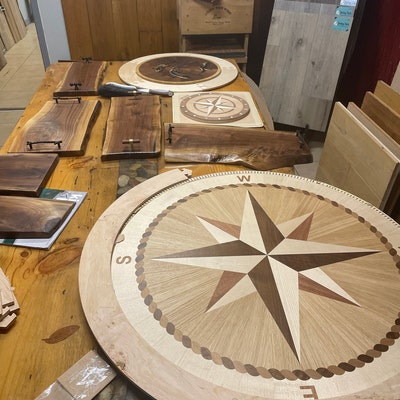 Wood Compass Inlay admiral Wooden Floor Inlay - Etsy