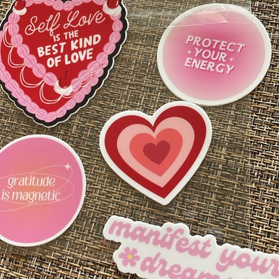 Y2K Red Heart Sticker, Red Multicolored Heart Sticker, Aesthetic ...