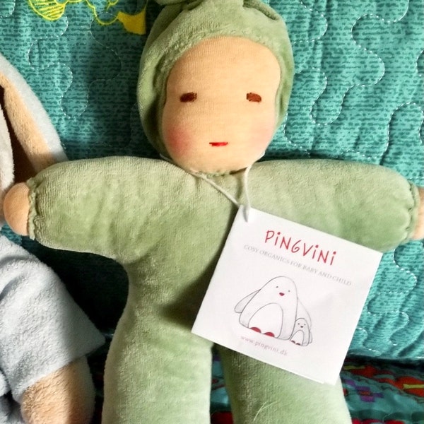 Organic Green Baby Doll, Organic First Doll, Green Bunting Waldorf Doll ...