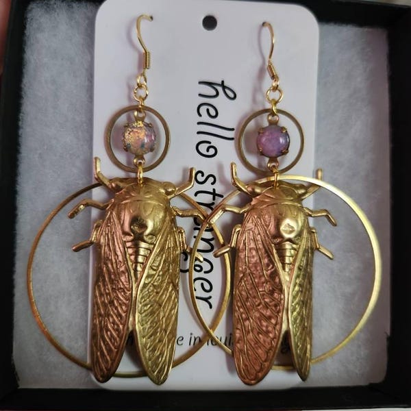 Handmade Brass Cicada With Star Collar Pin Brooch - Etsy