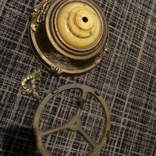 Antique Vintage Brass Victorian Hanging Oil Lamp Motor Cover Light Part ...