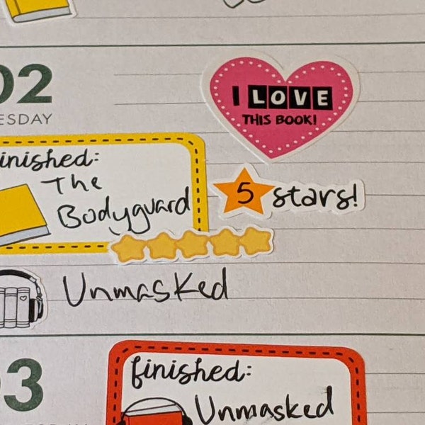 5 Stars Planner Stickers - 5 Star Rating Books Movies - Bookish Reading ...