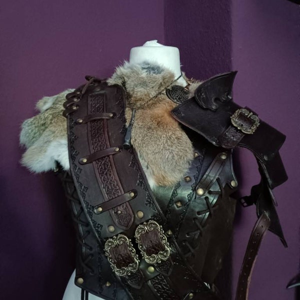 Wardancer Pauldrons Set Gorget Armor Set Leather Handmade, Larp Costume ...