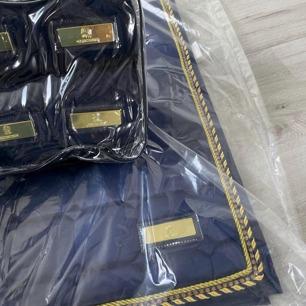 Saddlepad English | Dressage | Gold Blue Navy Crystal | Matching Set ...