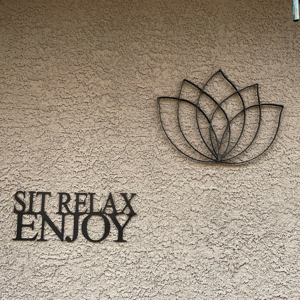 Sit Relax Enjoy Outdoor Metal Wall Art, Outdoor Wall Decor, Patio Decor ...