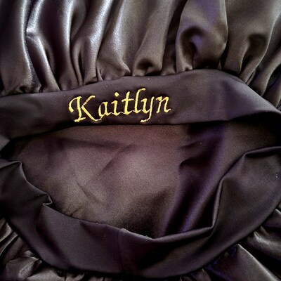 Custom Embroidered Satin Bonnet Personalized Name Hair Bonnet Holidays ...