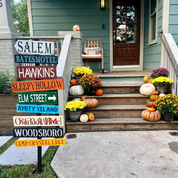 Halloween Directional Sign Halloween Porch Sign Cedar Wood Lawn ...
