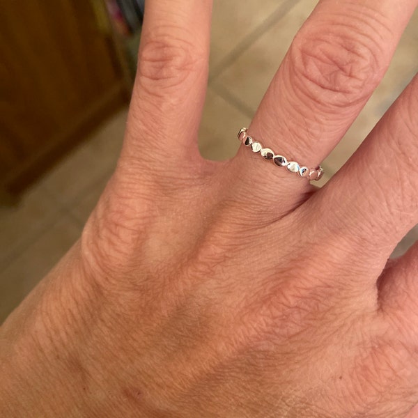 Sterling Silver Dot Ring for Women, Dotted Thumb Ring, Ball Bead ...