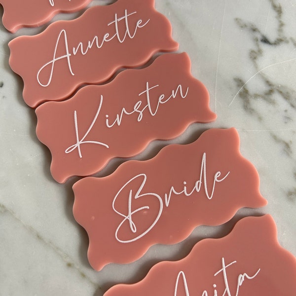 Wavy Name Cards | Acrylic + Laser | Personalised, Individual Guests ...