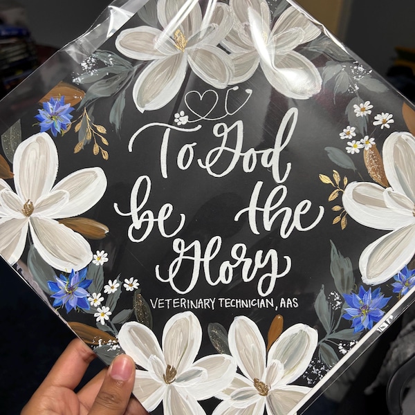 CUSTOM God Bible Verse Graduation Cap Topper — Painted Grad Cap ...