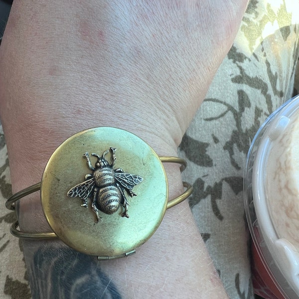 LAST ONE Blue Poppy Locket, Aqua Turquoise Locket, Floral Brass Art ...