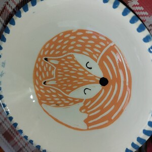 Handmade Ceramic Sleeping Fox Plate, Hand Painted Fox Dish, Ring Holder ...