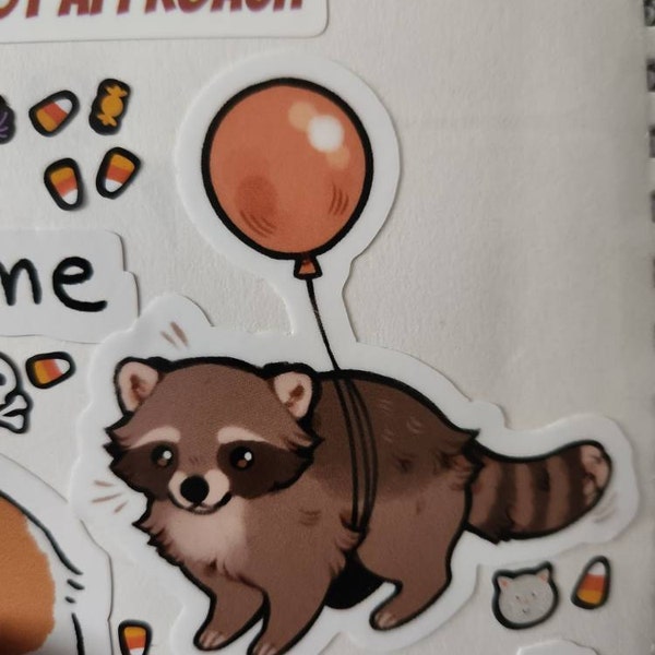 Raccoon Balloon Sticker / Trash Panda Sticker / Cute Animal Sticker ...