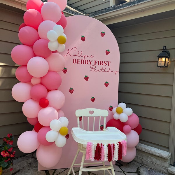 Personalized Berry First Birthday Balloon Arch Decal, Strawberry Party ...
