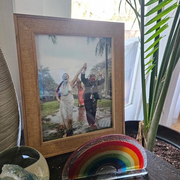 Wave in a Box Fused Glass Wave Wall Art Sun 25x25cm(10"), Turquoise ...