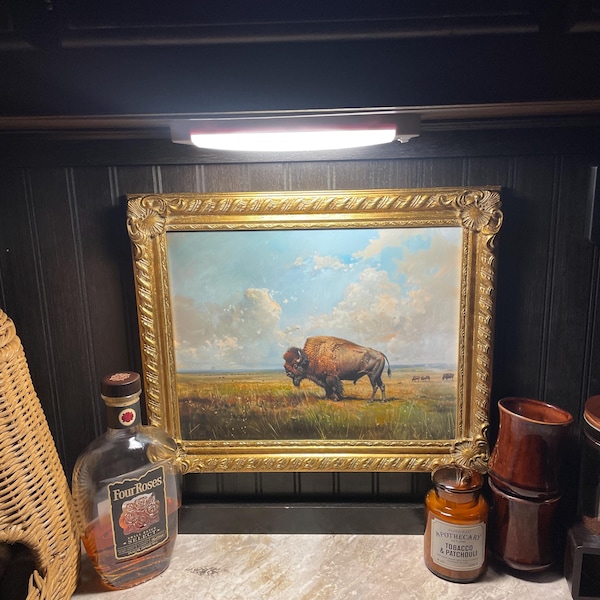 Antique Bison Painting Art Print, Buffalo Painting, Americana Art Print ...