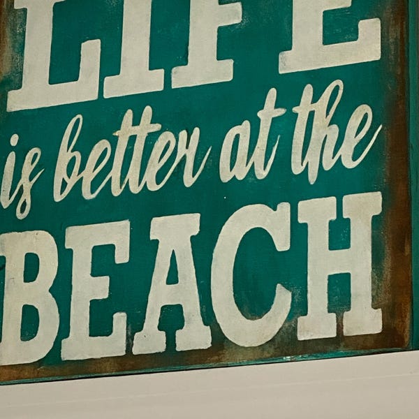 The Beach Where ... Ocean Beach Sign on Wood Beach Cottage Beach House ...