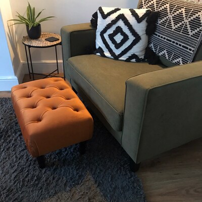 Burnt Orange Velvet Footstool 80x50x35 High,hand Made to Order,other ...