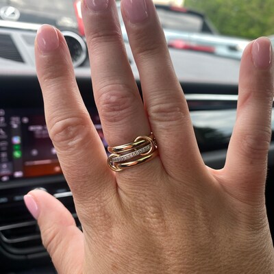 14KGF Gold Multi Link Connected Ring, Chunky Gold Ring, Gold Ring Set ...
