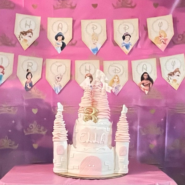 Princess Birthday Banner, Princess Happy Birthday Banner Printable ...