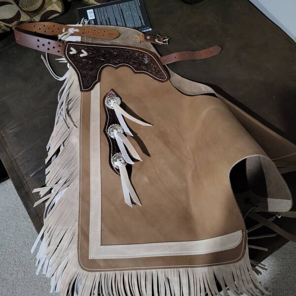 Custom Made Kid's Bronc/bull Riding Chaps/ New/ Custom Leather/ Rodeo ...