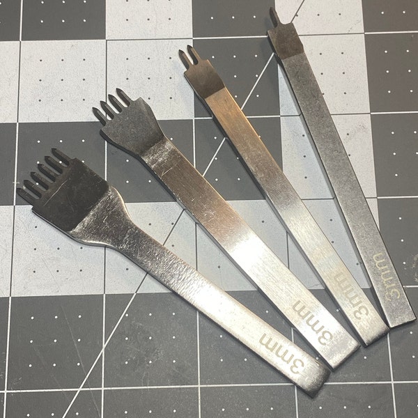 4 Pcs Leather Hole Punch Tool Set | Lacing - Stitching - Prong Punch ...