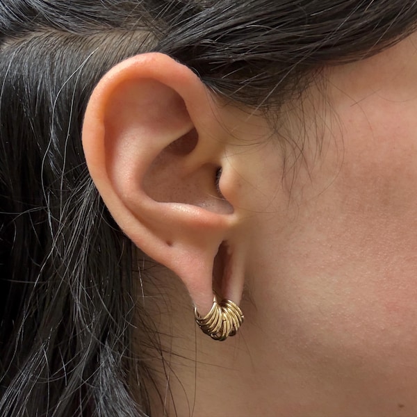 14k Gold Filled Conch Hoop Wire Wrapped With Dainty Herkimer Crystal ...