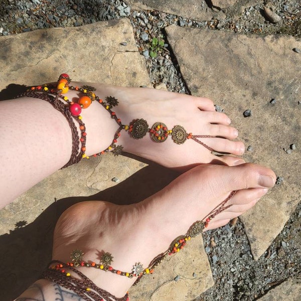 TREE of LIFE Barefoot SANDALS, Blue, Foot Jewelry, Hippie Beach Wedding ...