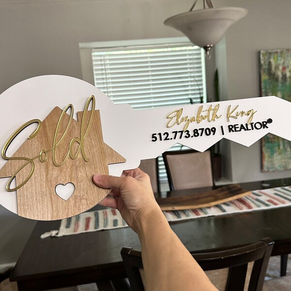 Personalized Realtor Key | Closing Realty | House Sold Acrylic and Wood ...
