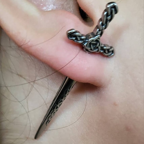 Sword Front and Back Earrings, Celtic Sword Earrings, Ear Jacket Earrings, Gothic Earrings, Edgy ...