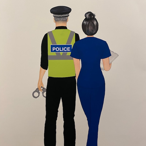 Custom Police and Nurse Couple Print, Personalised Police Print, Hero ...