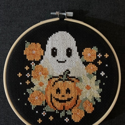 Flower Ghost Cross Stitch Pattern PDF Cute Funny Easy Small Halloween ...