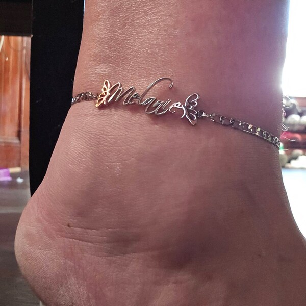 Personalized Name Anklet, Custom Name Anklet in Gold/silver/rose Gold, Nameplate Anklet, Old ...