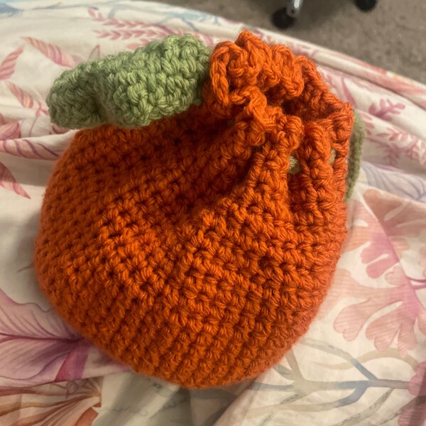 Orange Pouch Crochet Pattern Bag Mini Drawstring Fruit Bag Crochet ...