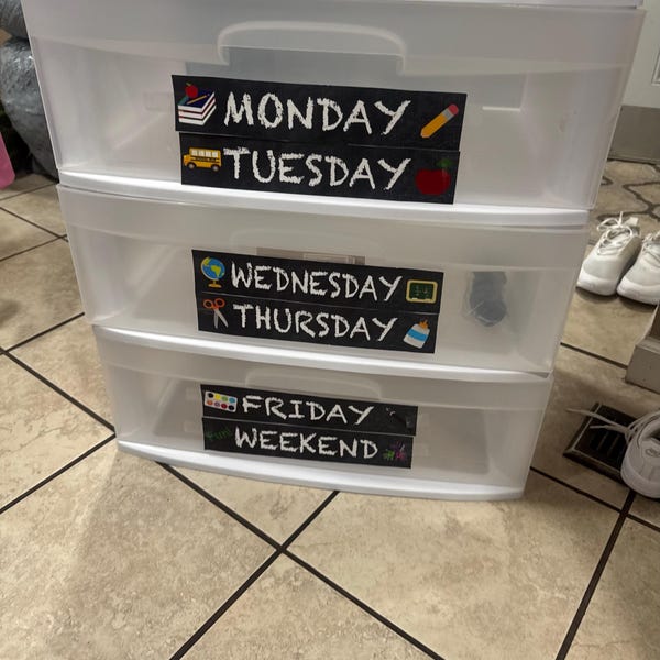 Clothing Organizer Days of the Week Labels - School Days of the Week ...
