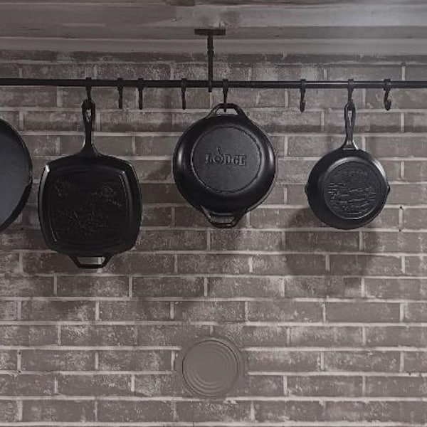 Hand Forged Cast Iron Pot Skillet Rack Hanger - Etsy