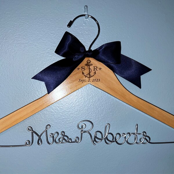 NAUTICAL Wedding Hanger / Beach Bridal Hanger / Bride's Hanger ...