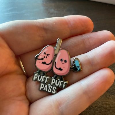 Puff Puff Pass Enamel Pin, 1.25 Cute Lungs Pin, Respiratory Therapist ...