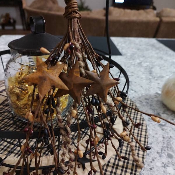 Set of 3 Pip Berry Picks Burg/blk/ Tan With Twine Twig and Rust Barn ...