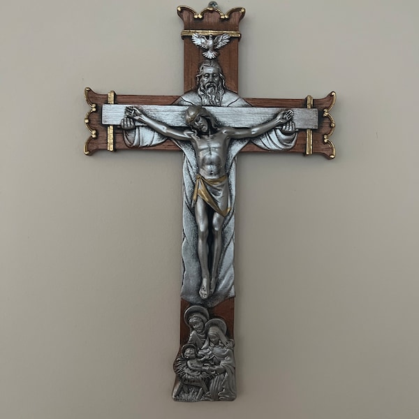 Holy Trinity Cross, Father Son Holy Spirit, Wall Hanging Crucifix - Etsy