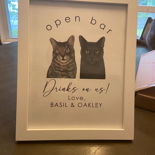 Custom Cat Portrait Bar Menu Sign. Custom Illustrated Drink List. Fun ...