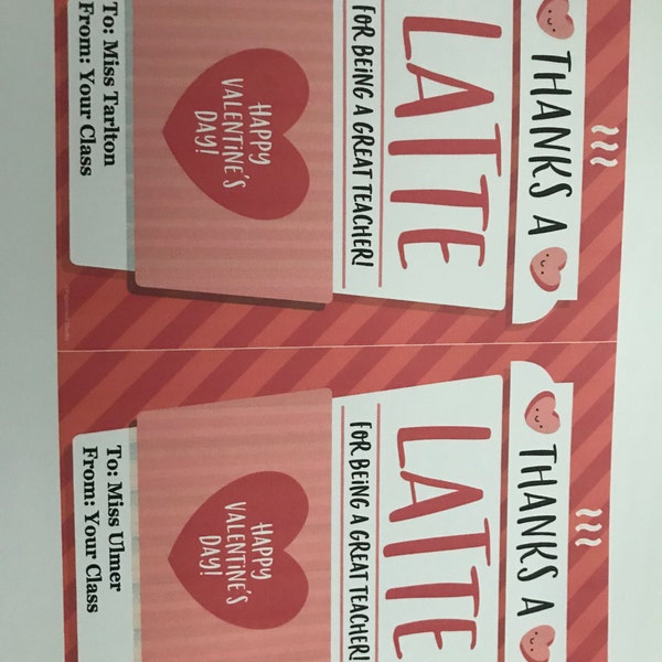 PRINTABLE Teacher Valentine's Day Coffee Gift Card Holder - Thanks a ...