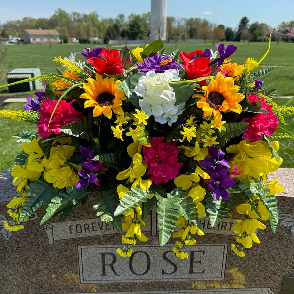 Handmade Easter Flower Cemetery Saddle - Spring Cemetery Flowers ...