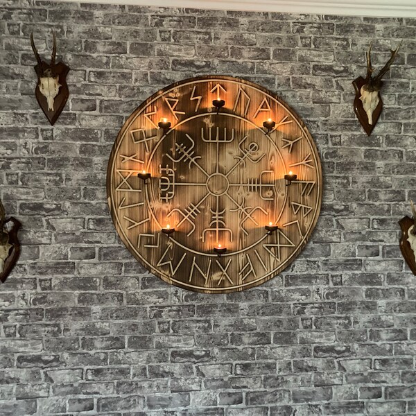 Vegvisir Altar Scheibe Holz Wikinger Pagan Geschenke Schrein Dekoration ...