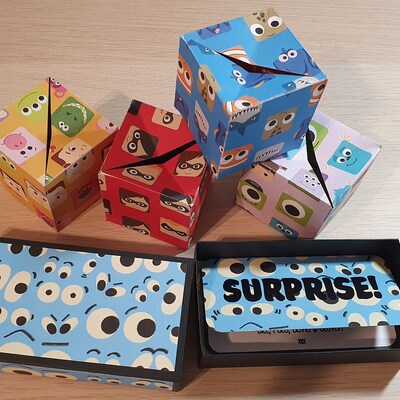 Rectangular Pop up Surprise Gift Box Template SVG, PDF and PNG, Jumping ...